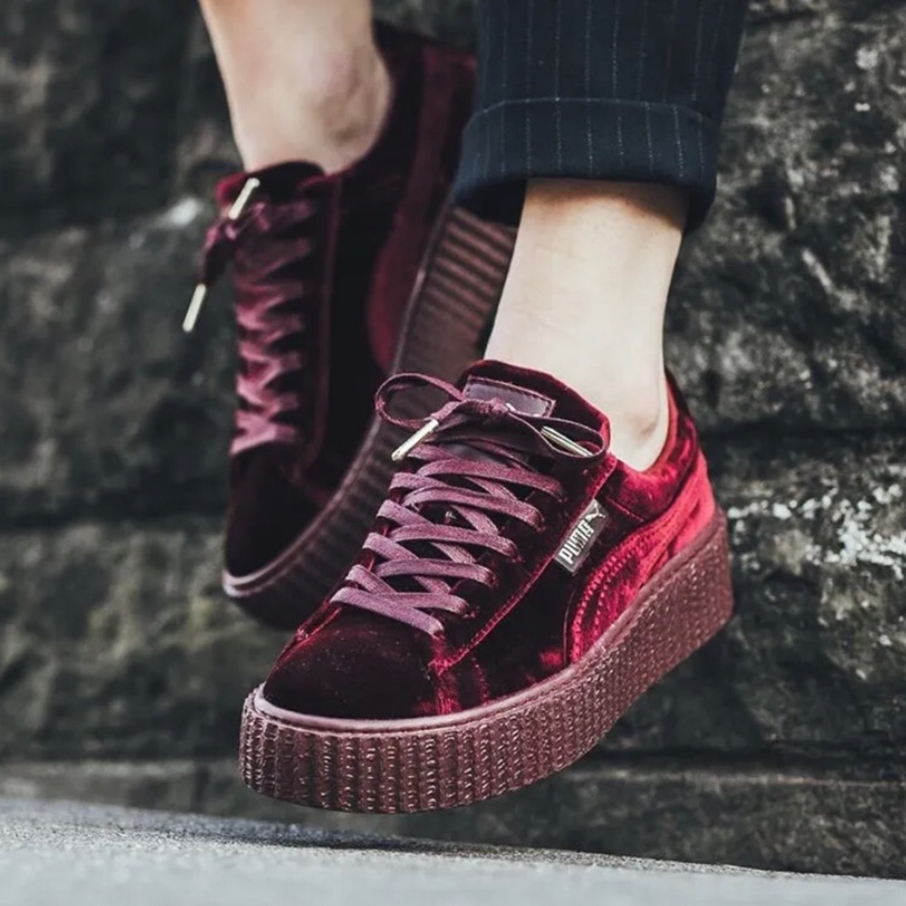 Rihanna Fenty X Puma Red Burgundy Velvet Platform Y2k… - Gem
